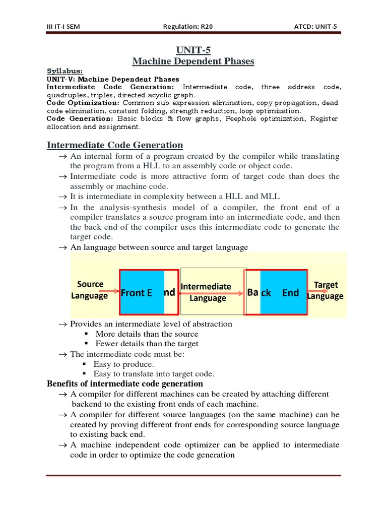 Atcd-Unit-5 (1) - 2 | PDF | Program Optimization | Compiler