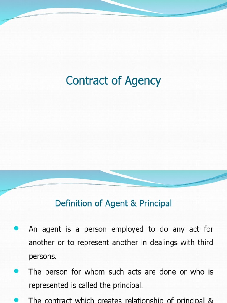 Contract of Agency | PDF | Law Of Agency | Law And Economics