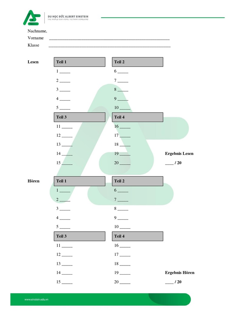 Antwortbogen A2.1 | PDF