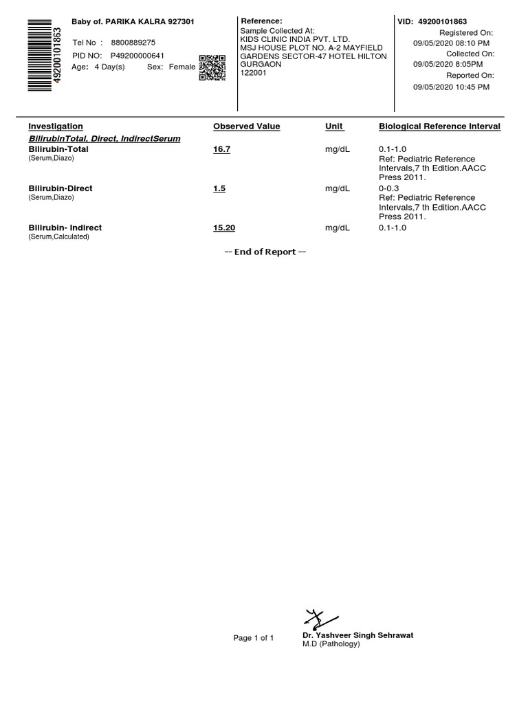 New Born Baby Jaundice Report | PDF | Science & Mathematics