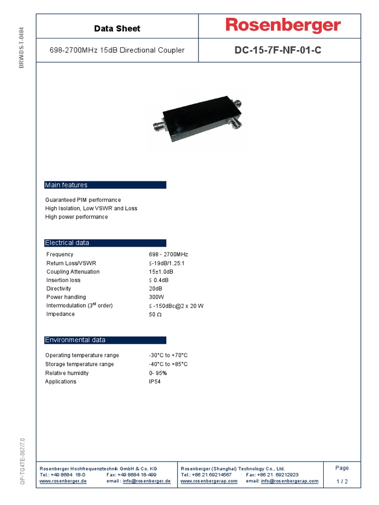 Coupler - DC 15 7F NF 01 C | PDF | Information And Communications ...