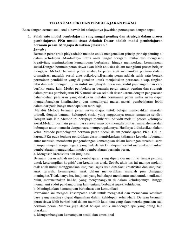 TT2 - Materi Dan Pembelajaran PKN SD - Irva Melia Aftanti | PDF