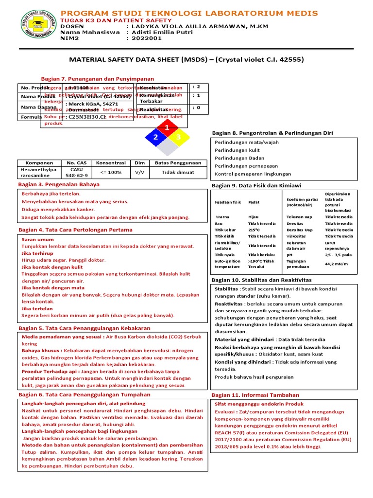 k3 - Msds Crystal Violet | PDF