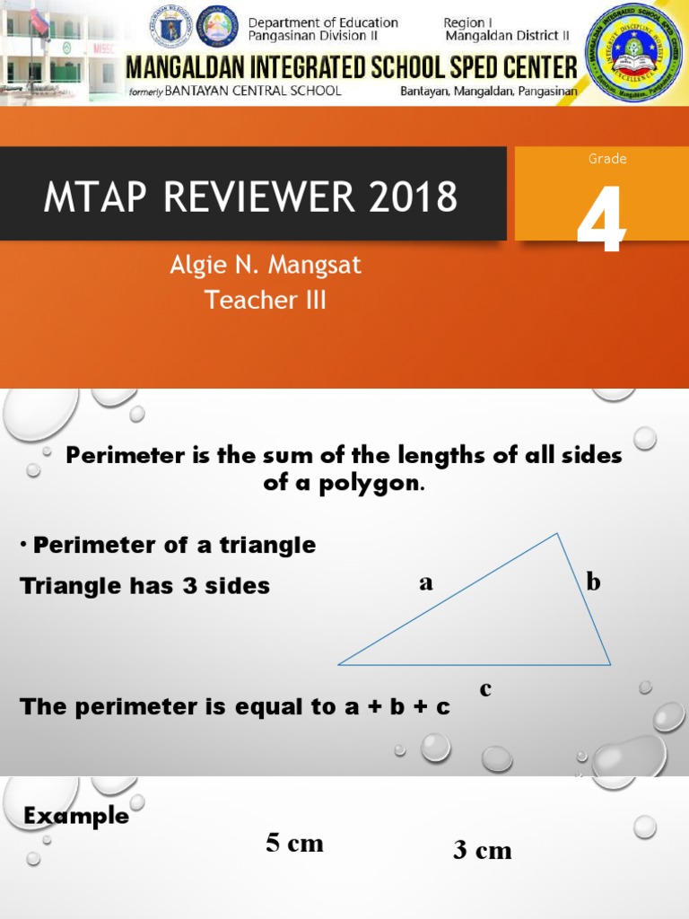 Grade 4 MTAP Reviewer 2018 (Perimeter and Area) | PDF | Area | Geometry