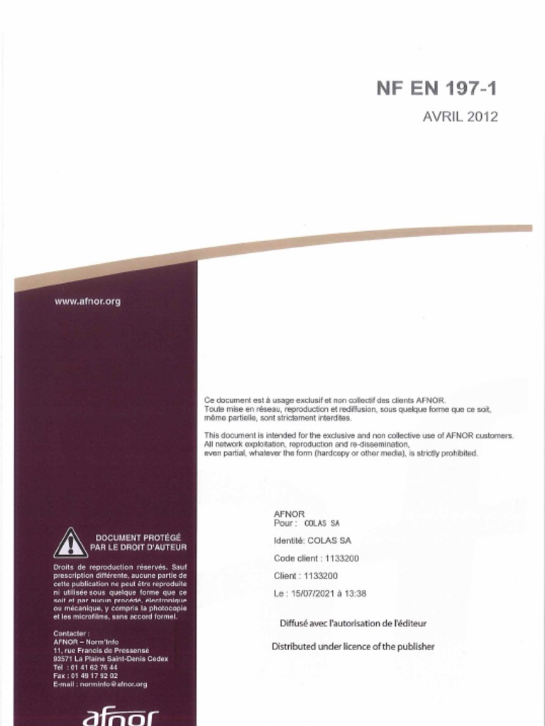 NF en 197-1 | PDF