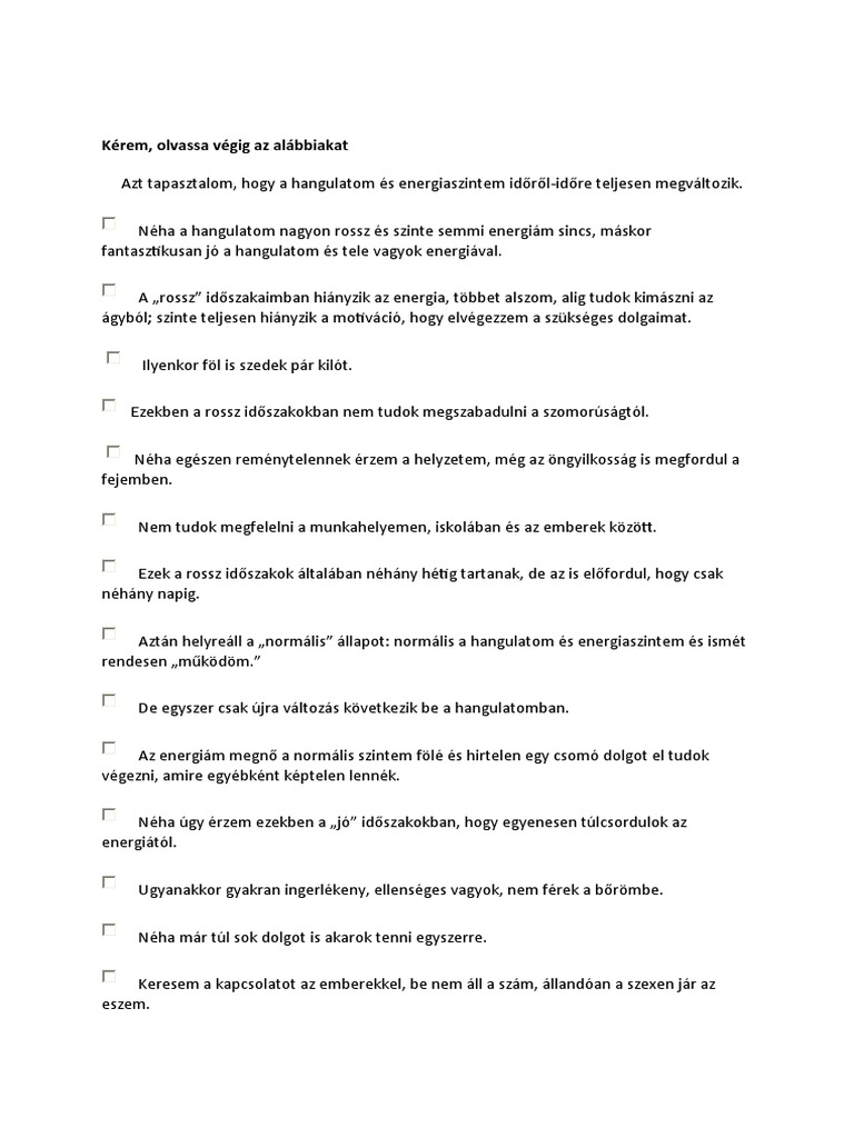 Bipolaris Spektrum Zavar Skala | PDF