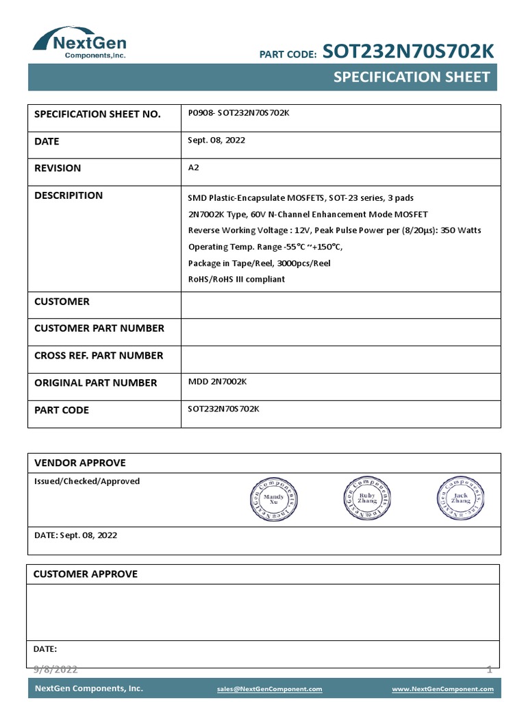 NextGen Components 2N7002K | PDF