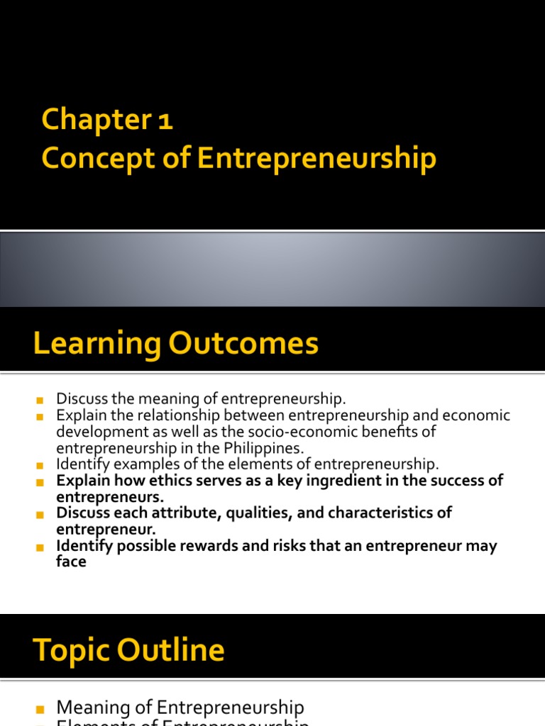 Chapter 1 Concept of Entrepreneurship - Ethics | PDF | Entrepreneurship ...