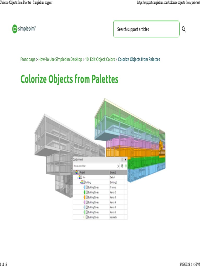 Colorize Objects From Palettes Simplebim Support Pdf