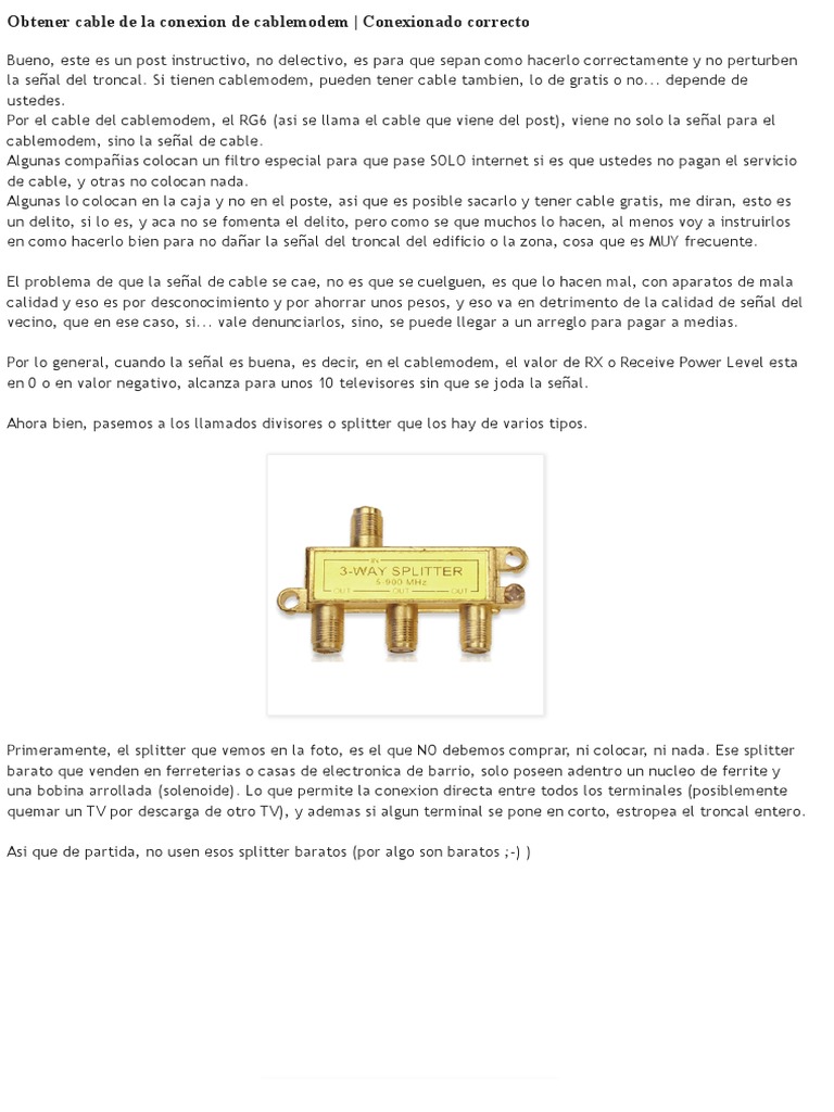 HACK The SYSTEM - Obtener Cable de La Conexion de Cablemodem ...
