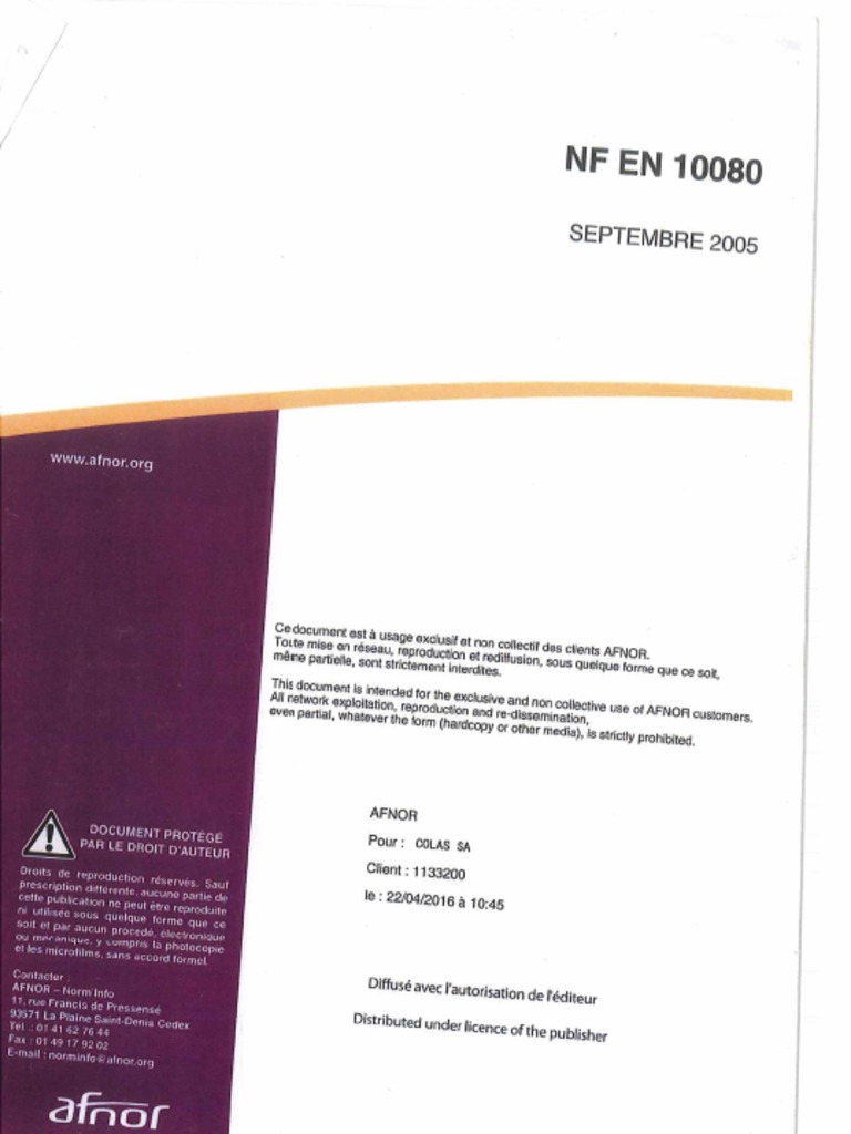 NF EN 10080 Aciers Pour Béton Armé | PDF