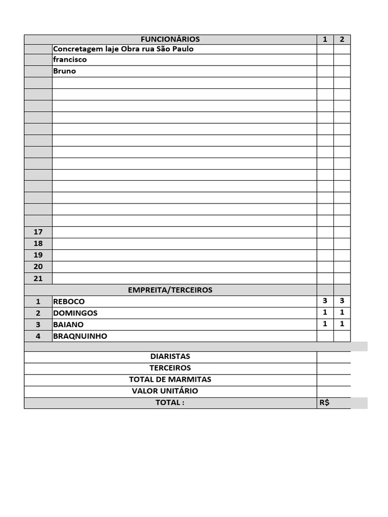 Controle Marmitas | PDF