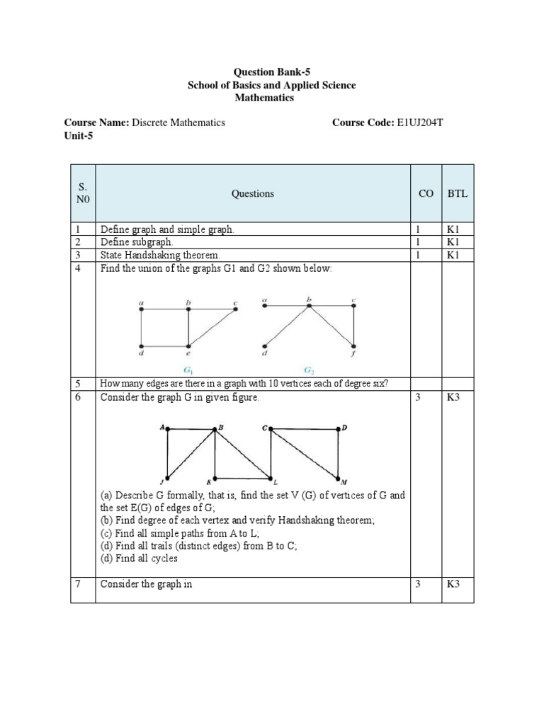 Updated Question Bank-5 | PDF | Discrete Mathematics | Computational Complexity Theory