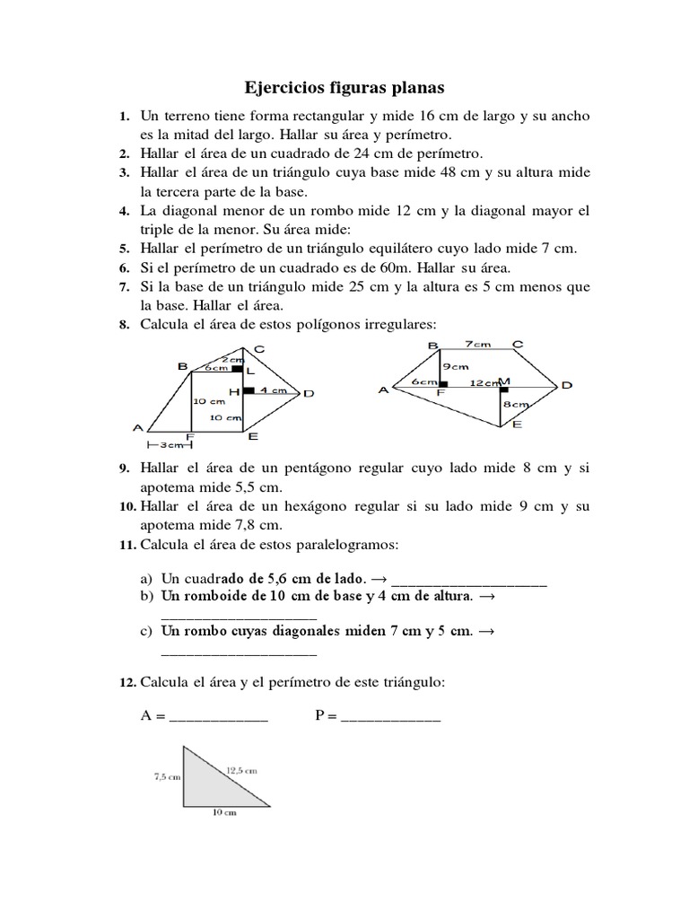 Ejercicios Figuras Planas | PDF