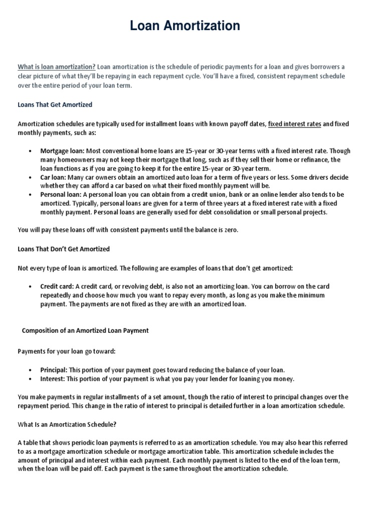 Loan Amortization | PDF | Loans | Debt