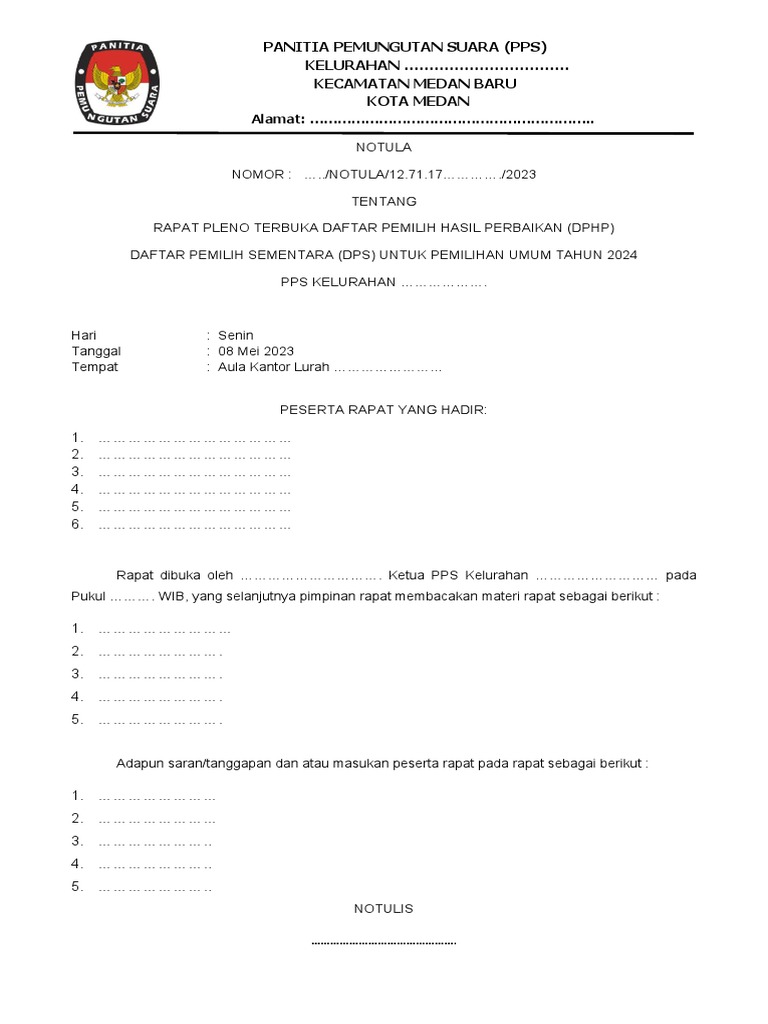 Notula Rapat Pleno DPHP Dps | PDF