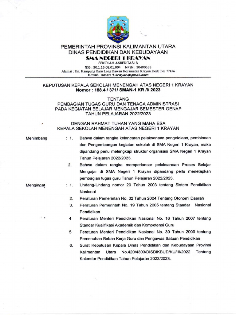 SK Mengajar Genap 2023 | PDF