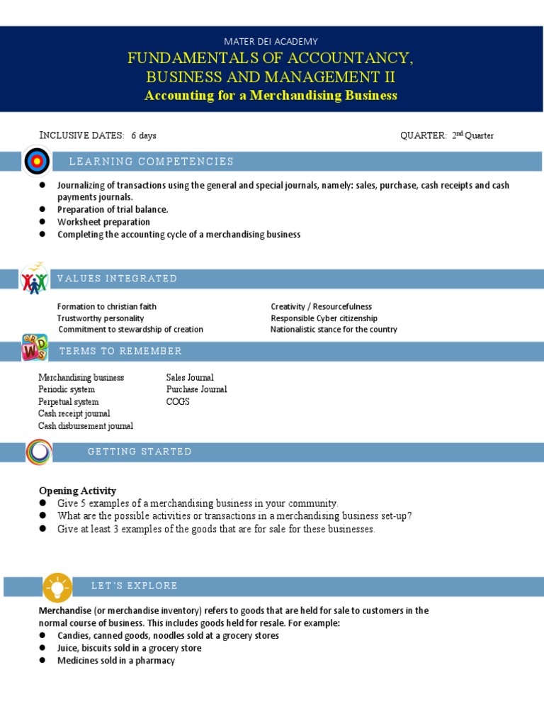 Accounting for Merchandising Businesses | PDF | Business Process ...