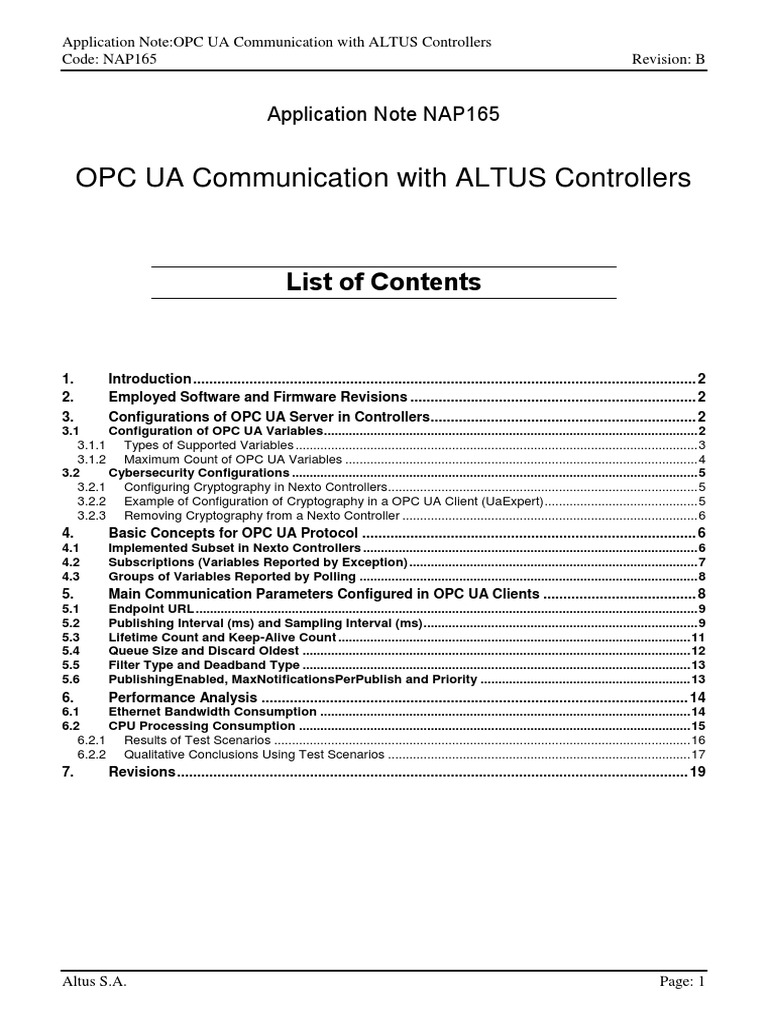 Nap165 Comunica 3F 3fo Opc Ua Com Controladores Altus en | PDF | Public ...
