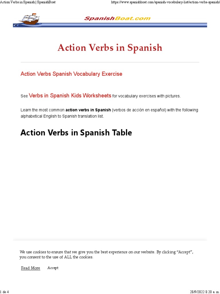 Spanish Action Verbs Guide | PDF