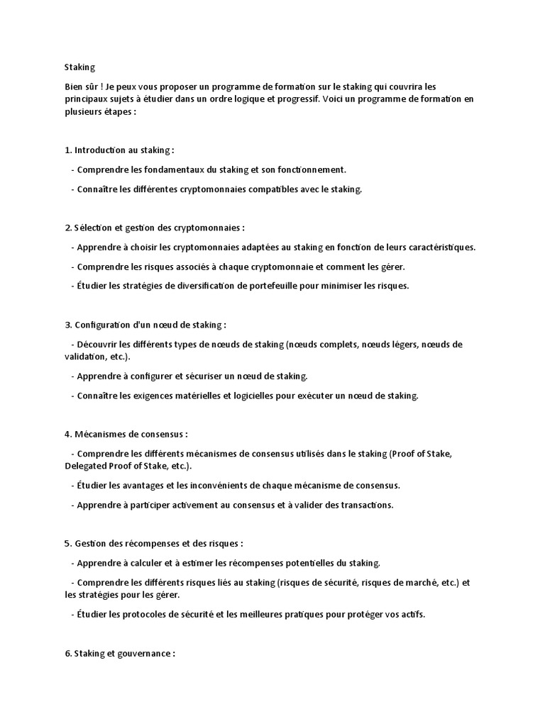 Staking | PDF | Crytomonnaies | Gouvernance