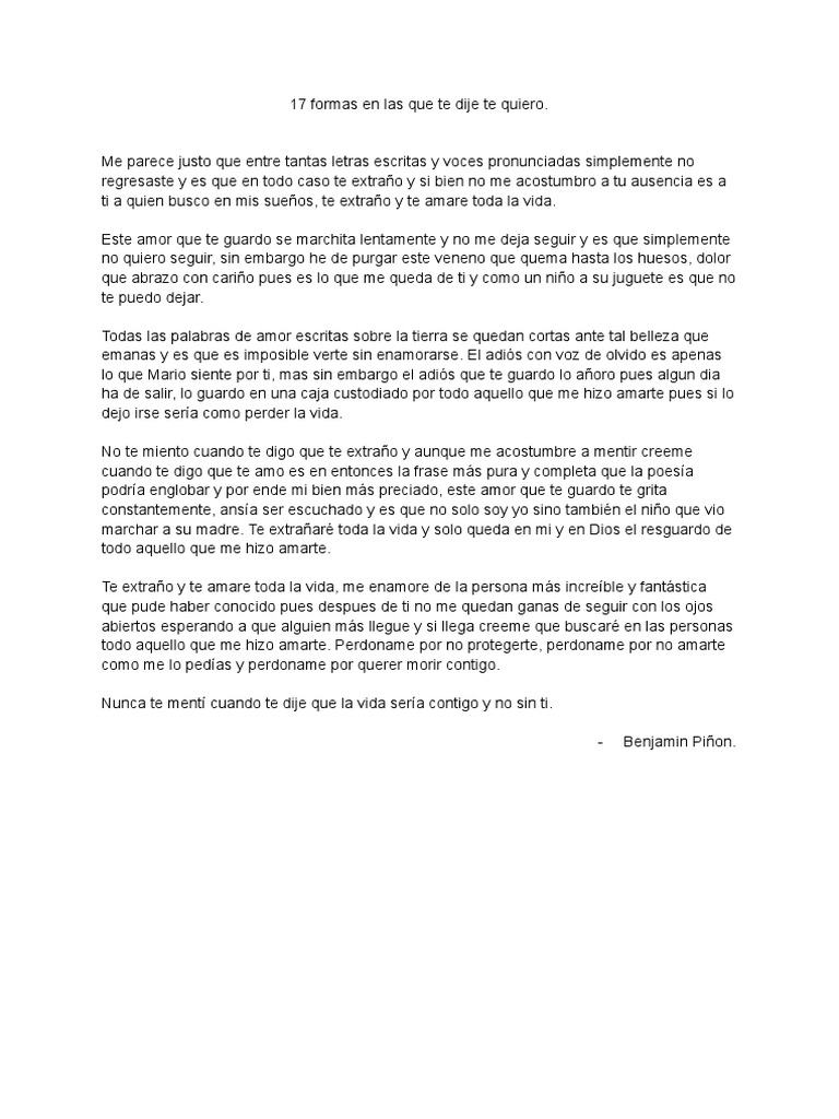 17 Formas en Las Que Te Dije Te Quiero | PDF | Amor