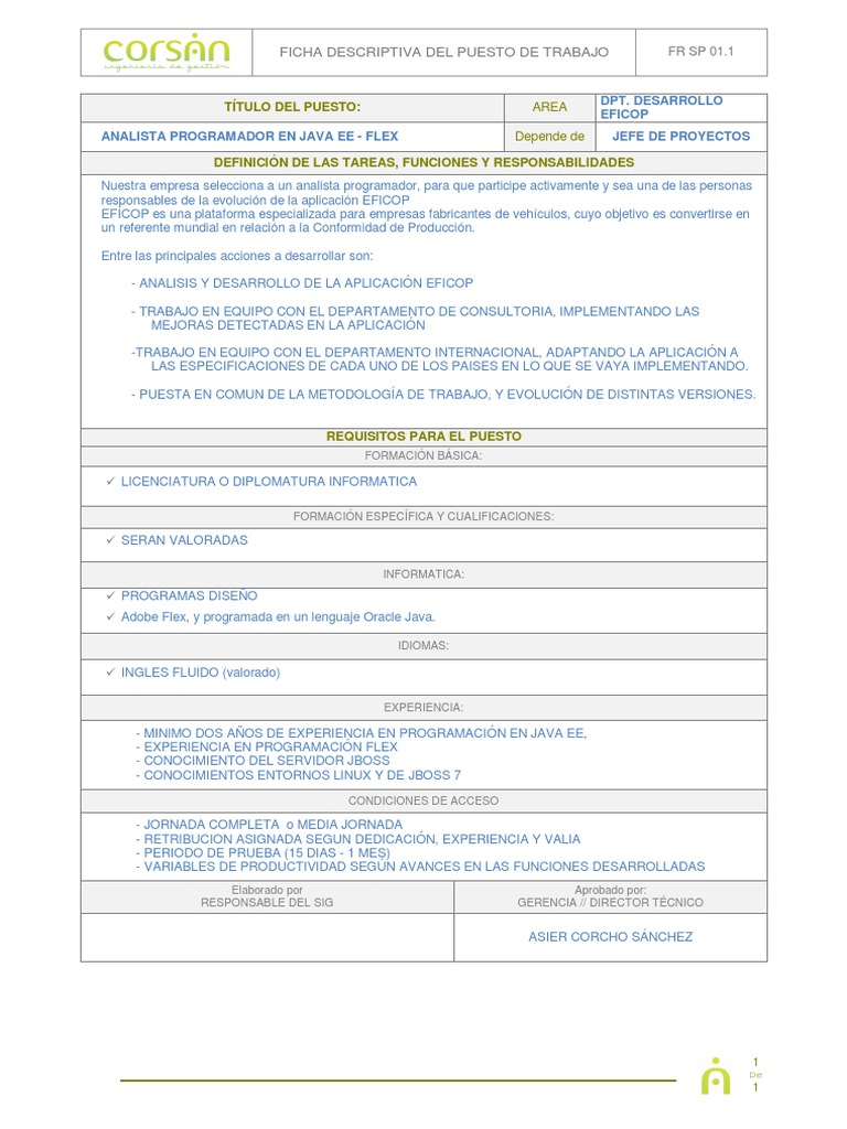 1461-0-Analista Programador Java - Ee Flex | PDF | Java (lenguaje de programación) | Apache Flex
