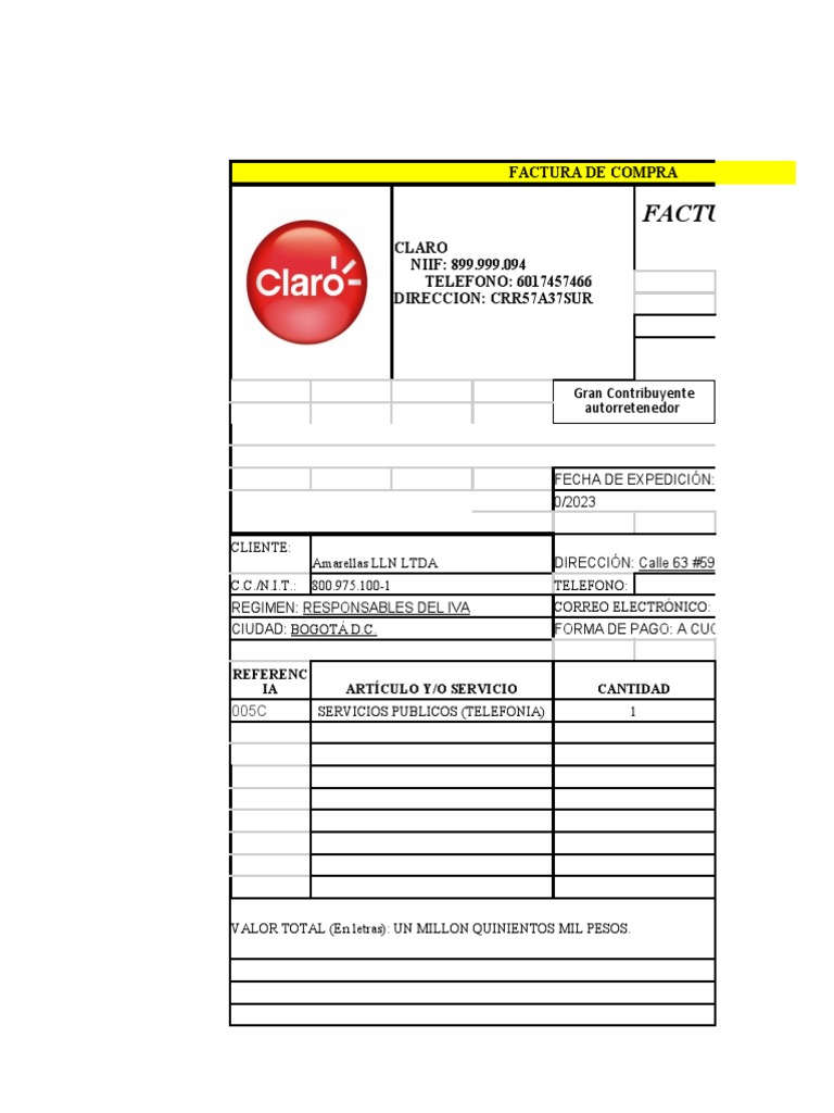 Factura de Compra Claro - Sept 2023 | PDF