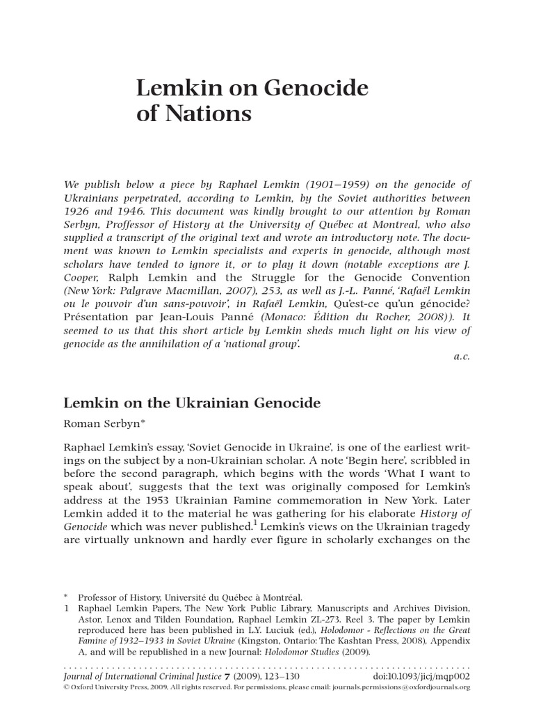 Lemkin | PDF | Ukraine | Genocides