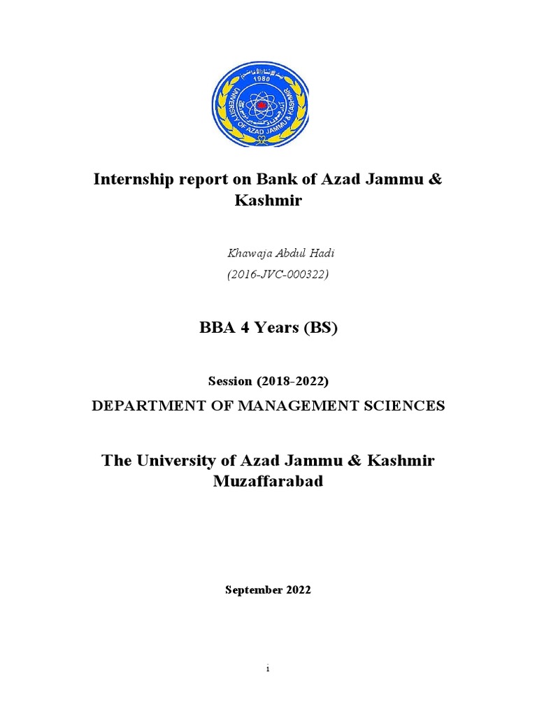 Internship Report: Bank of AJK Analysis | PDF | Dividend | Banks