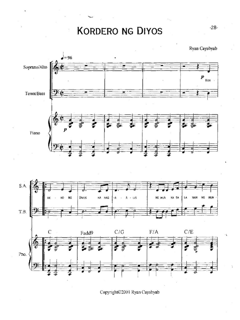 MASS 9 - KORDERO NG DIYOS (Mass For Peace) - Ryan Cayabyab - Music ...