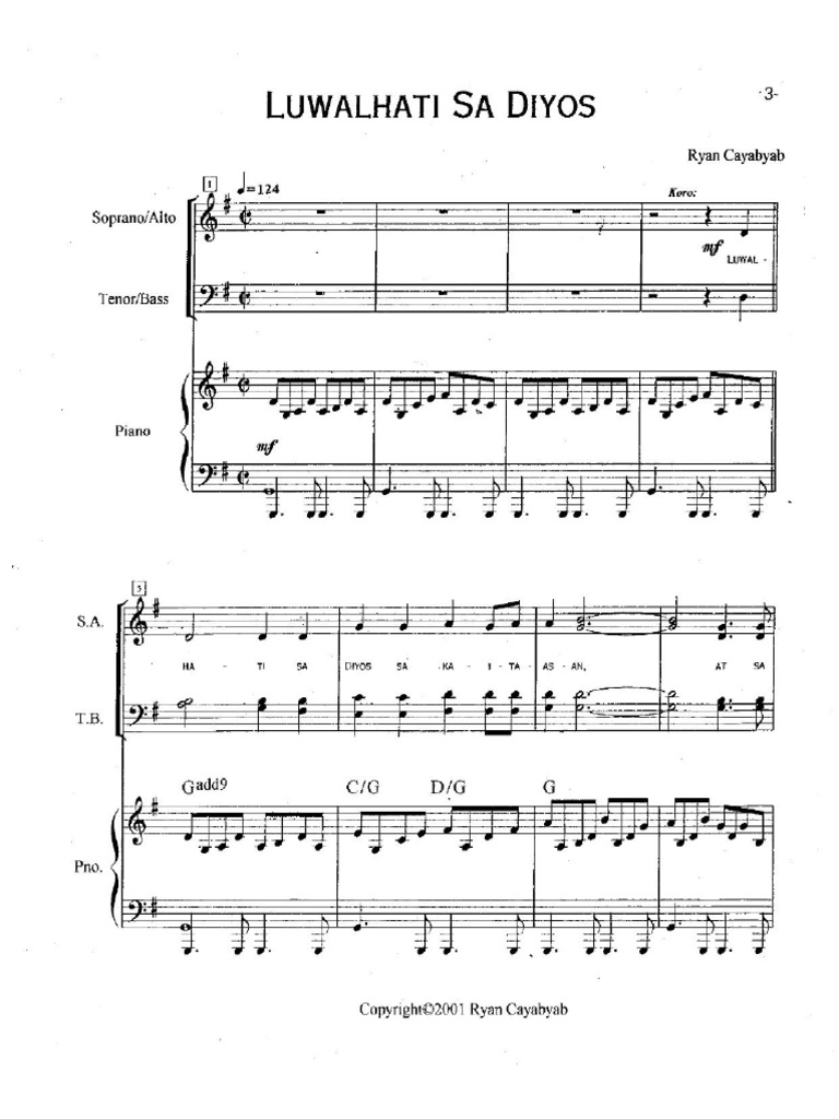MASS 2 - LUWALHATI SA DIYOS (Mass For Peace) - Ryan Cayabyab - Music Sheet | PDF