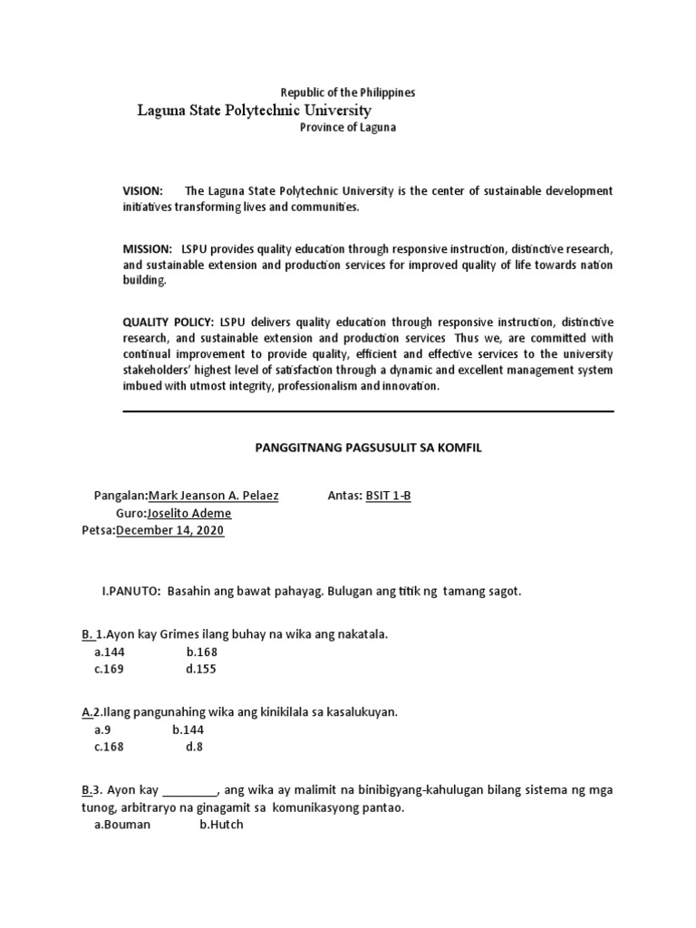 Laguna State Polytechnic University | PDF