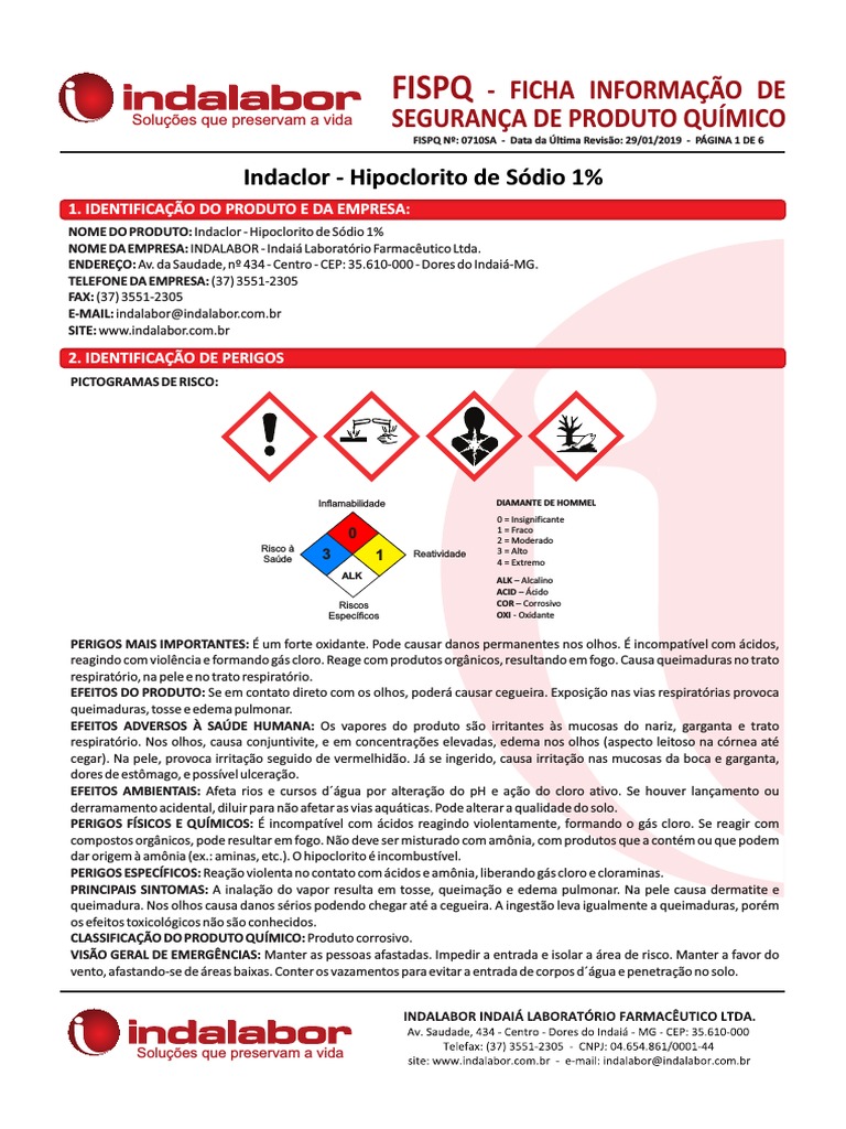 Fispq Hipoclorito | PDF | Cloro | Substancias químicas
