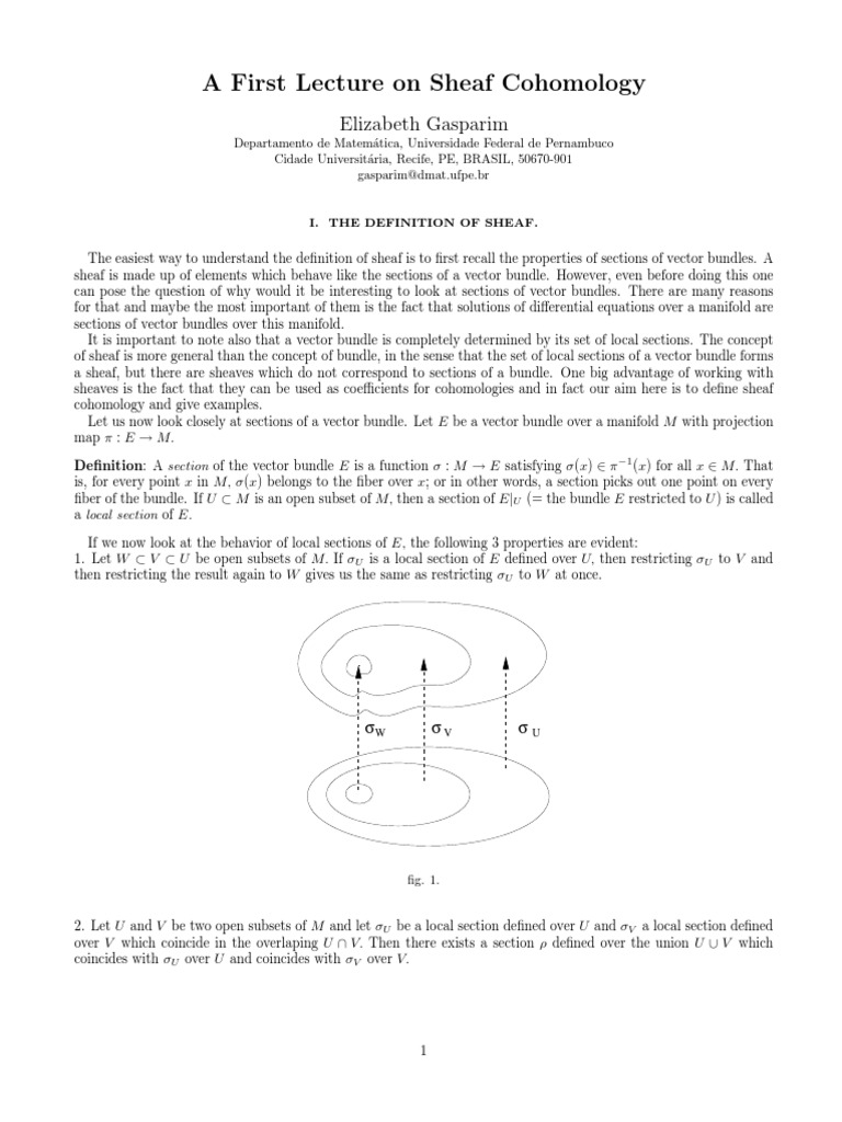 A First Lecture On Sheaf Cohomology | PDF | Vector Space | Algebraic ...