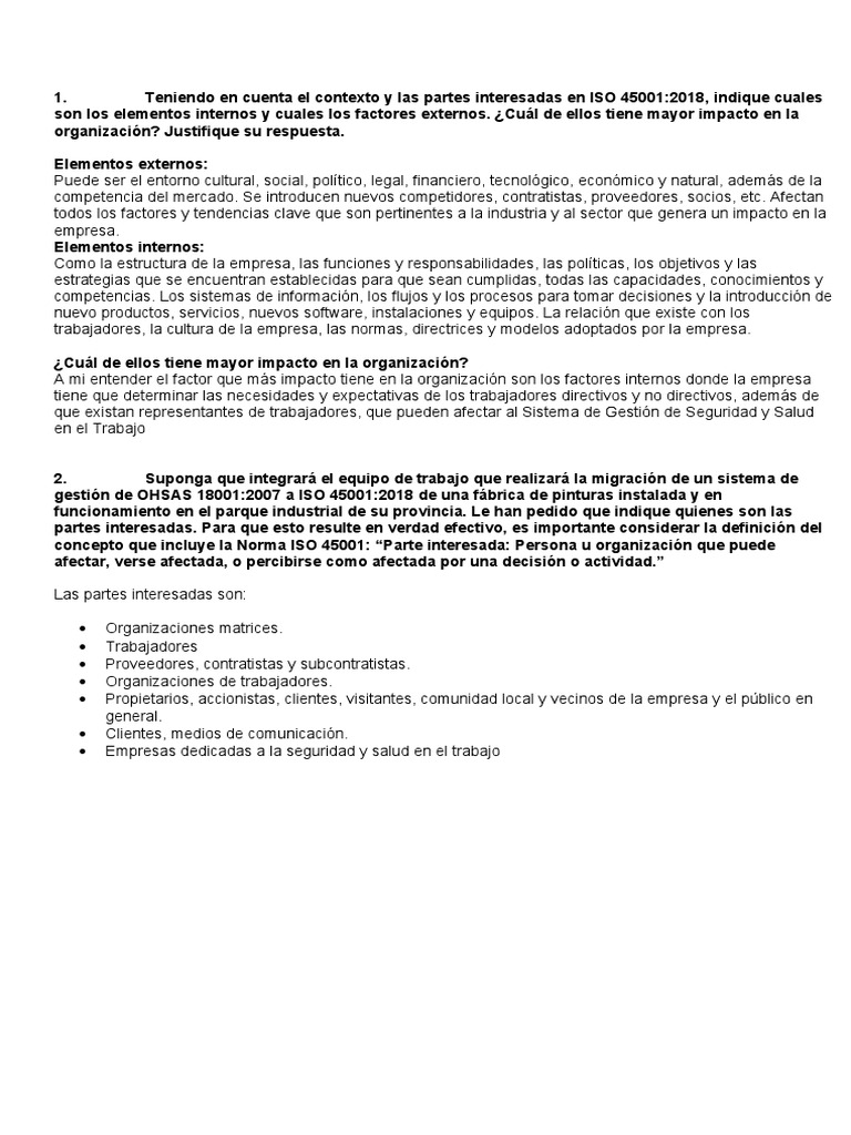 Teniendo en Cuenta El Contexto y Las Partes Interesadas en ISO 45001 ...