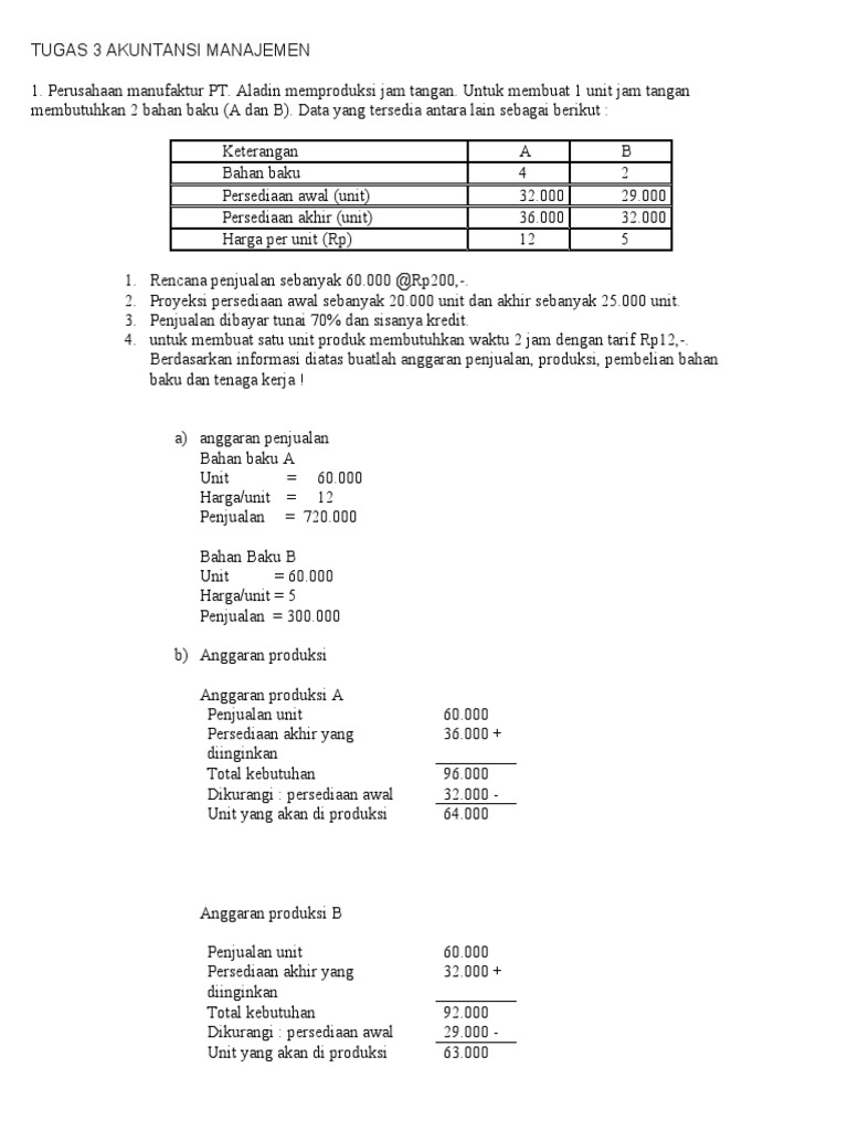 Tugas 3 Akuntansi Manajemen | PDF