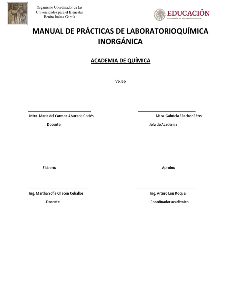 Manual de Practicas de Laboratorio Inorgánica | PDF | Enlace químico | Compuestos químicos