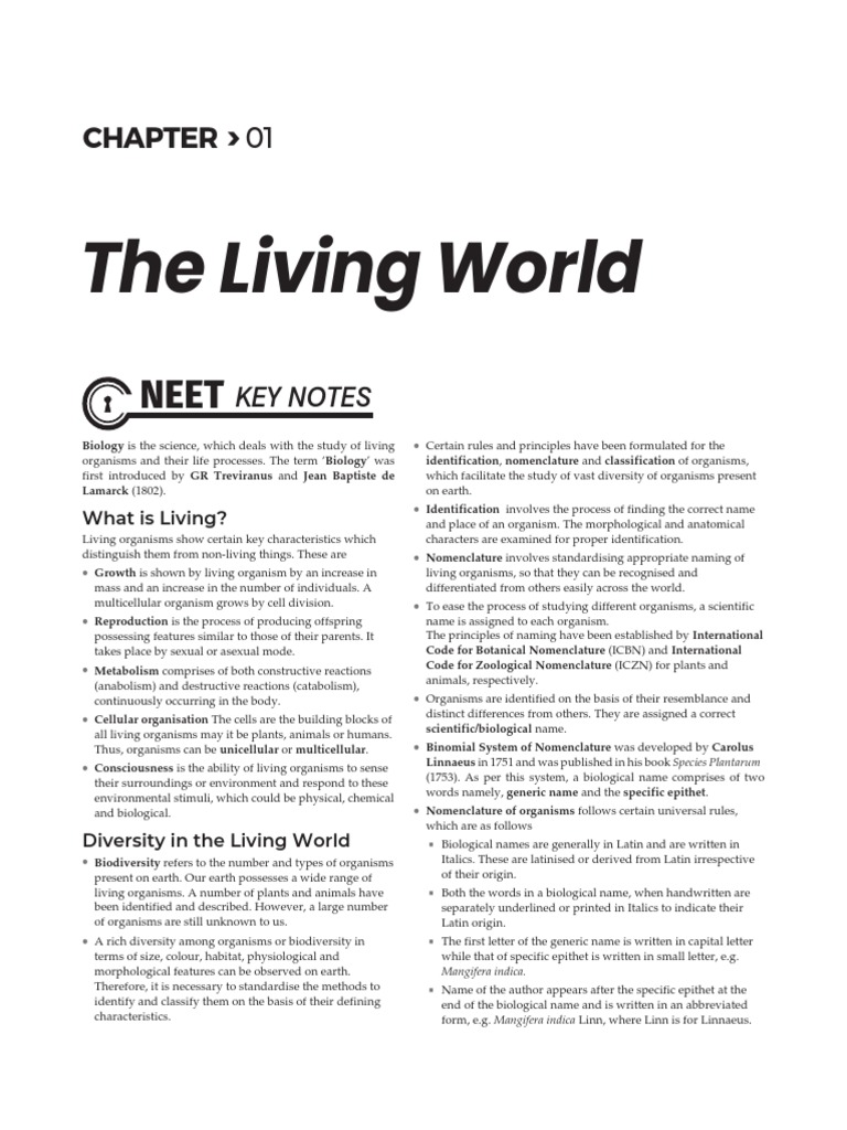 The Living World | PDF | Taxonomy (Biology) | Genus