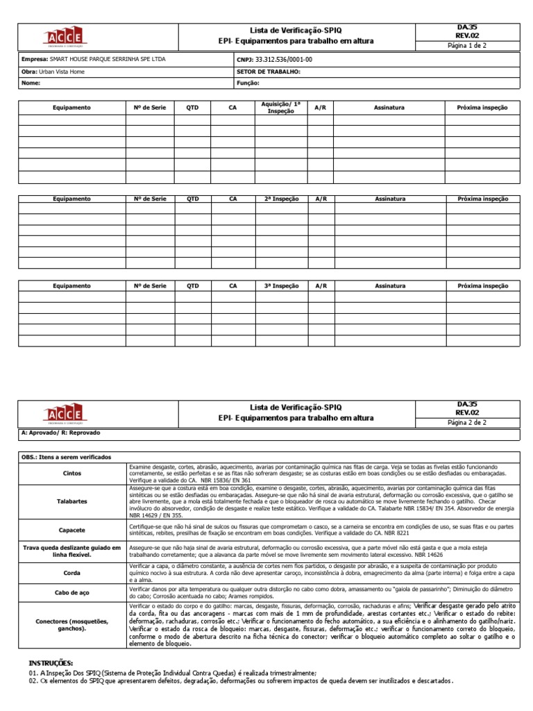 DA.35.1 - Lista de Verificação - SPIQ | PDF | Equipamento | Física ...
