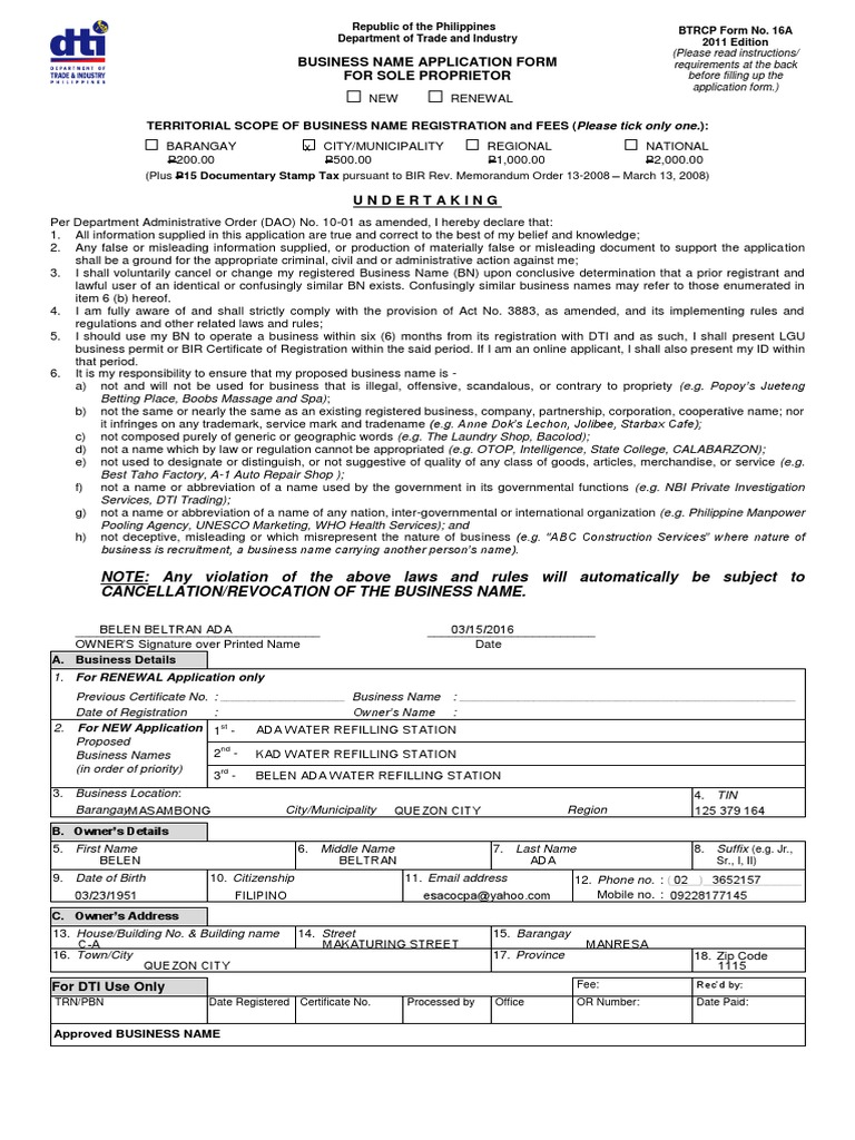 BN Application Form (2011!06!13) | PDF | Identity Document