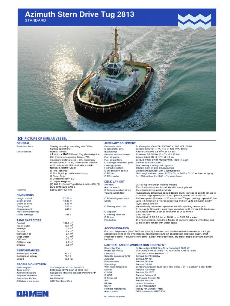 Product Sheet Asd Tug 2813 | PDF | Tugboat | Manufactured Goods