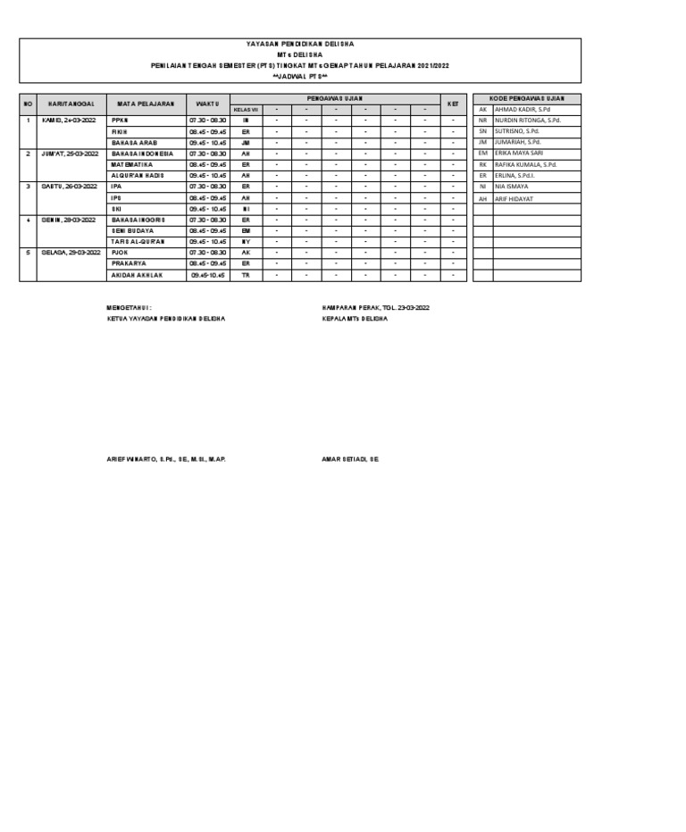 JADWAL PTS MTs | PDF