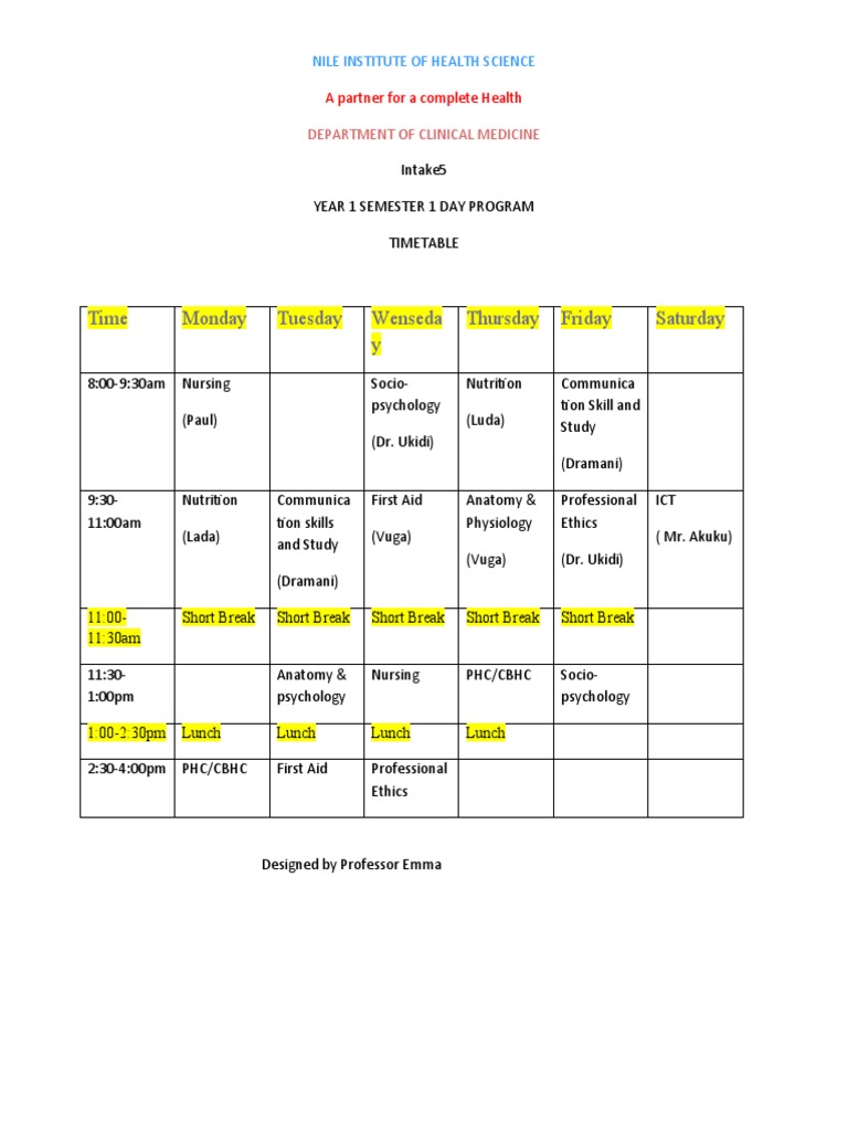 School Timetable | PDF | Wellness | Science & Mathematics