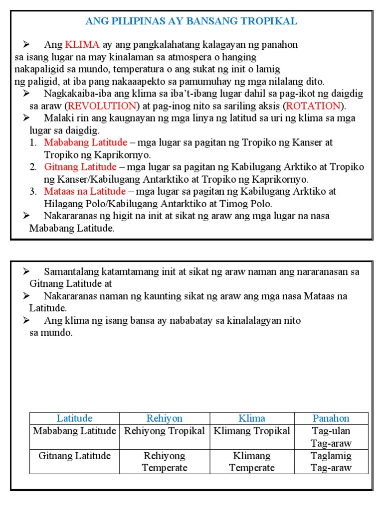 Ang Pilipinas Ay Bansang Tropikal | PDF