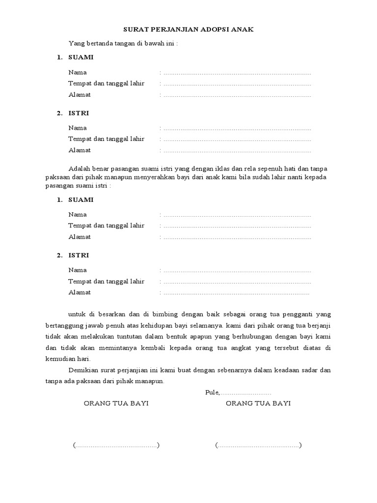 Surat Perjanjian Adopsi Anak | PDF
