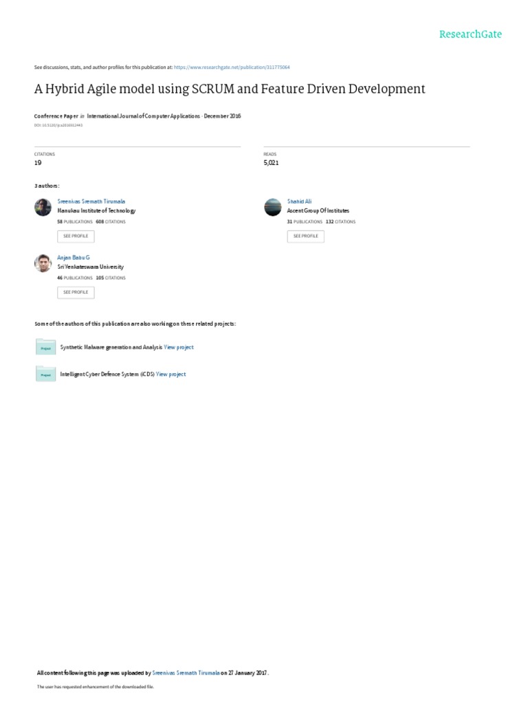 A Hybrid Agile Model Using SCRUM and Feature Driven Development | PDF