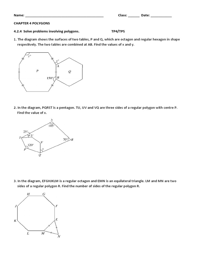 Polygon Problem Solving Exercises | PDF