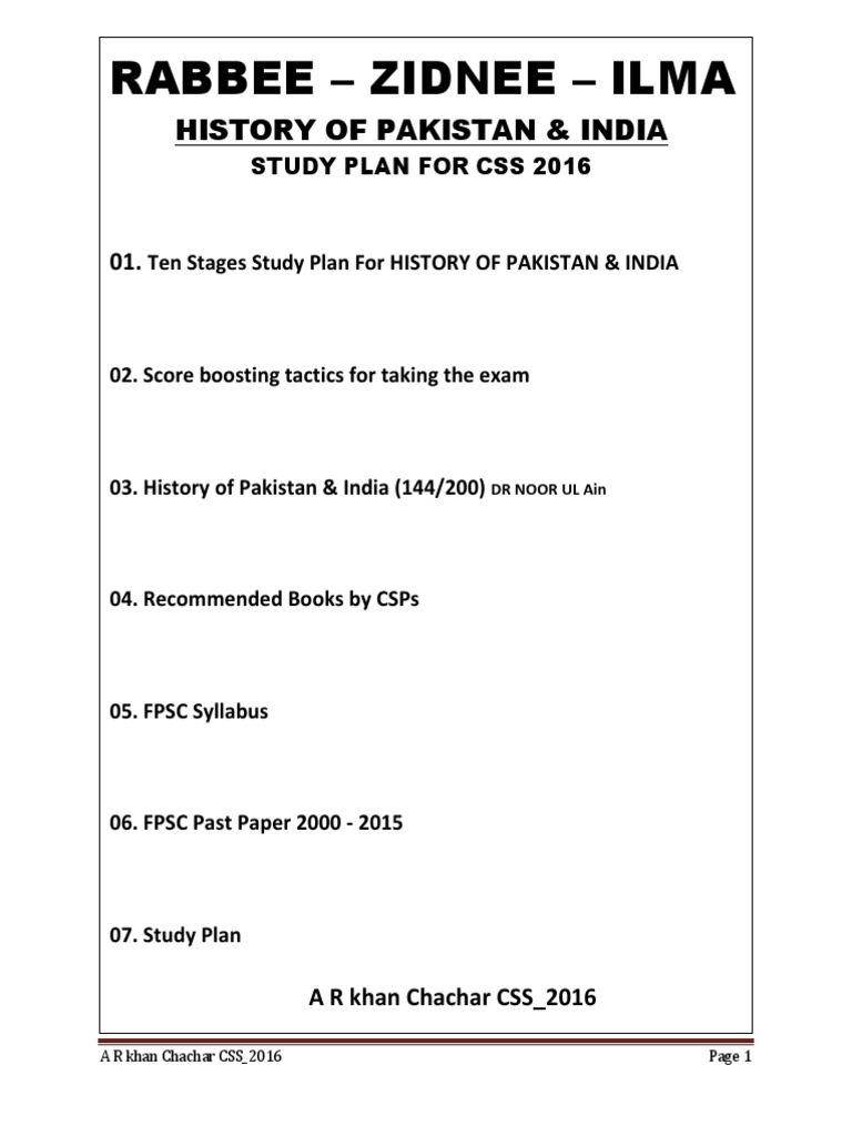 A R Khan Chachar CSS 2016, HISTORY OF PAKISTAN & INDIA | PDF | Pakistan ...