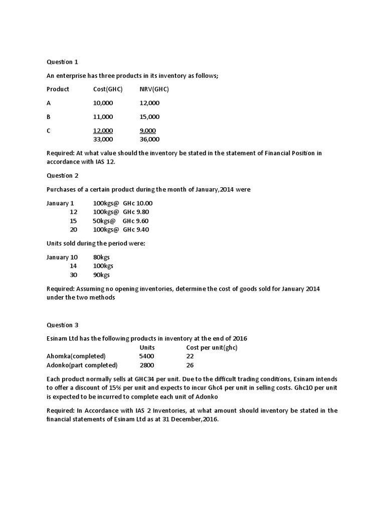 Inventory IAS 2 | PDF | Inventory | Cost